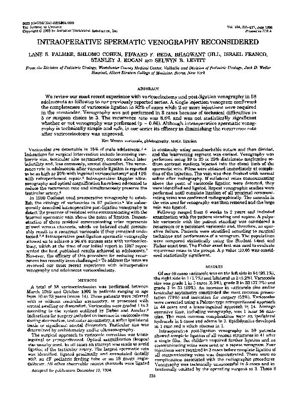 (PDF) Intraoperative Spermatic Venography Reconsidered