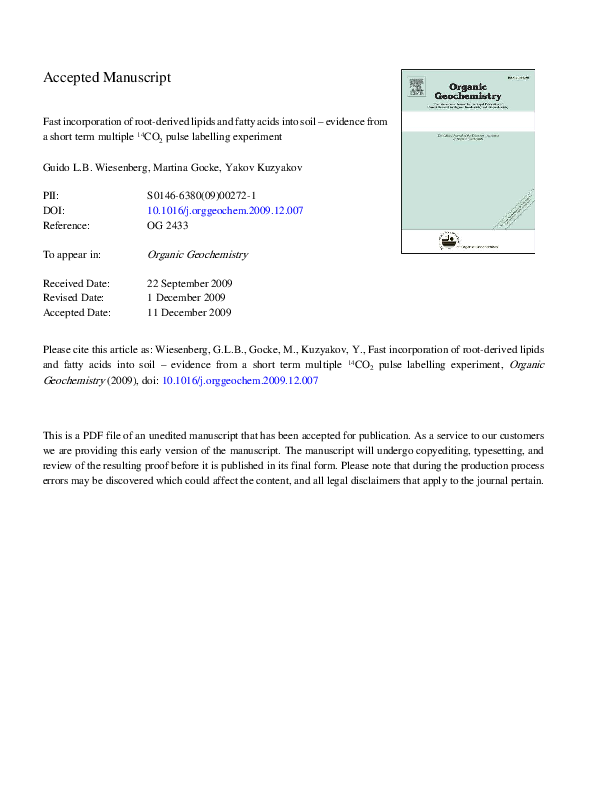 (PDF) Fast incorporation of root-derived lipids and fatty acids into ...