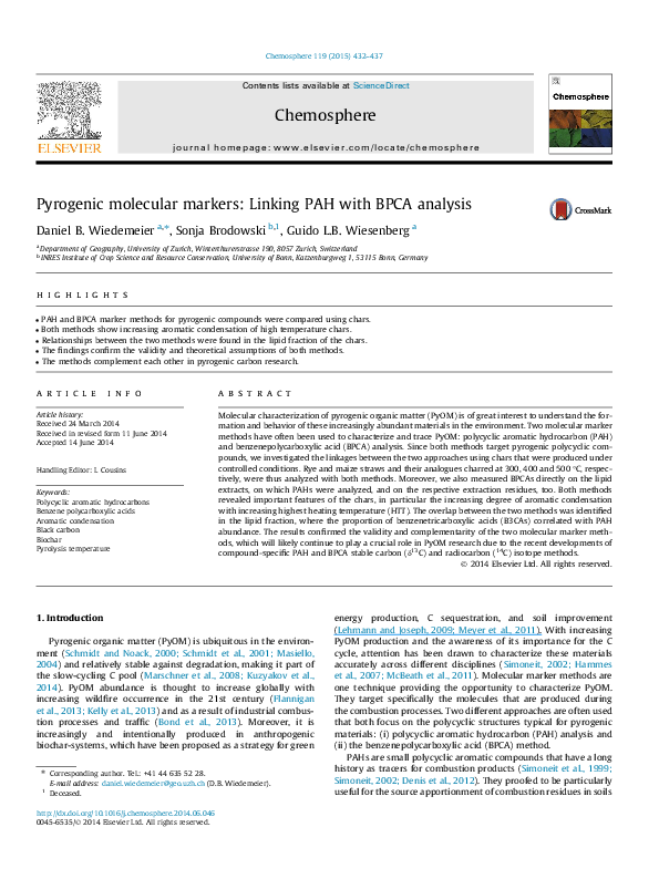 (PDF) Pyrogenic molecular markers: Linking PAH with BPCA analysis