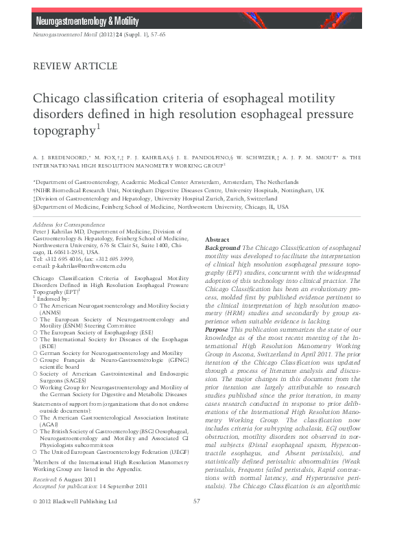 (PDF) Bredenoord AJ, Fox M, Kahrilas PJ, et al. International High ...