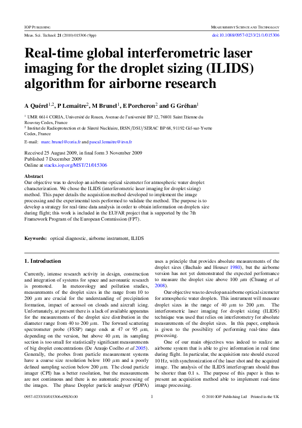 (PDF) Real-time global interferometric laser imaging for the droplet sizing (ILIDS) algorithm ...