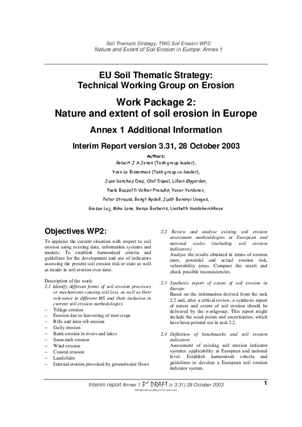 (PDF) The European soil erosion model (EUROSEM): documentation and user ...