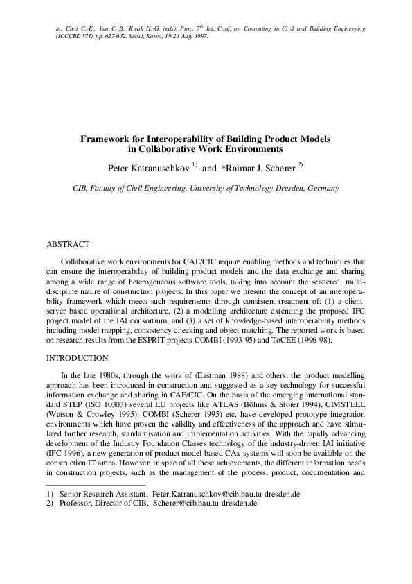 (PDF) Framework for interoperability of building product models in collaborative work ...