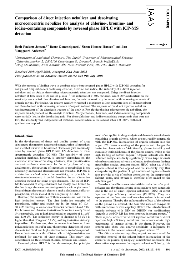 Pdf Comparison Of Direct Injection Nebulizer And Desolvating Microconcentric Nebulizer For