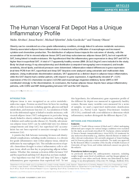 (PDF) The Human Visceral Fat Depot Has a Unique Inflammatory Profile