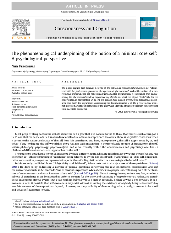 (PDF) The phenomenological underpinning of the notion of a minimal core ...