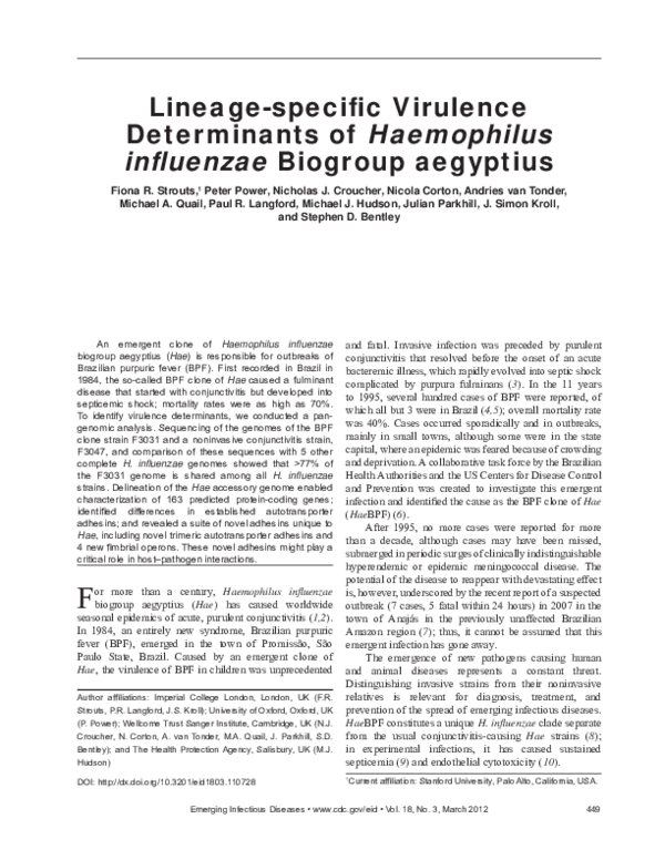 (PDF) Lineage-specific Virulence Determinants of Haemophilus influenzae ...