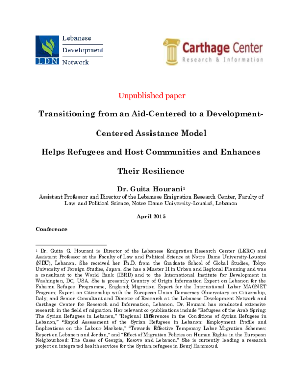 (PDF) Paper: Transitioning from an Aid-Centered to a Development ...