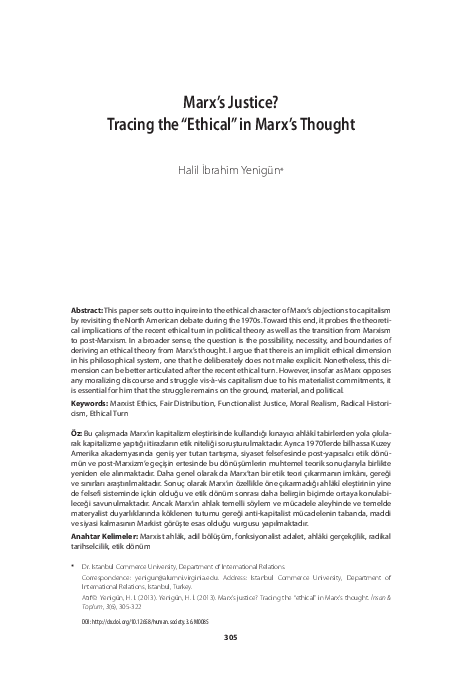 (PDF) Marx’s Justice? Tracing the “Ethical” in Marx’s Thought