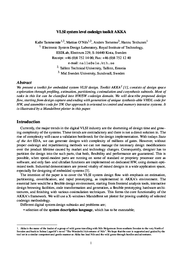 (PDF) VLSI system level codesign toolkit AKKA