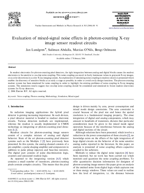 (PDF) Evaluation of mixed-signal noise effects in photon-counting X-ray image sensor readout ...