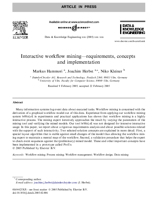 (PDF) Interactive workflow mining—requirements, concepts and implementation