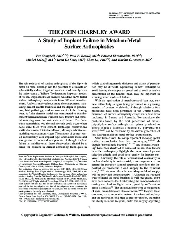 (PDF) Analyzing Failures in Hip Surface Arthroplasty
