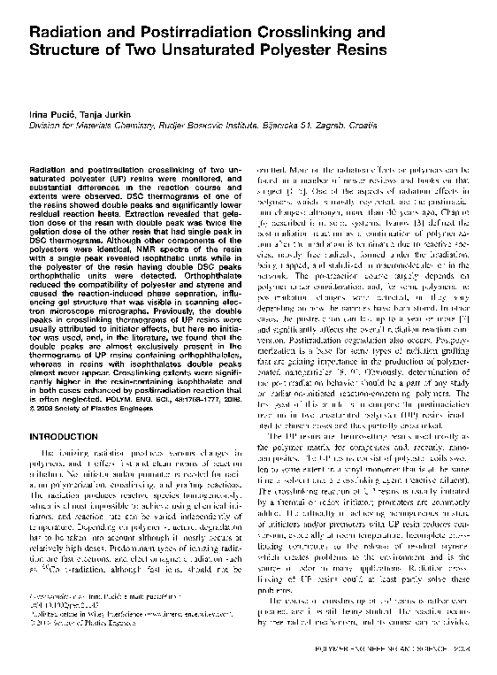 (PDF) Radiation and postirradiation crosslinking and structure of two ...
