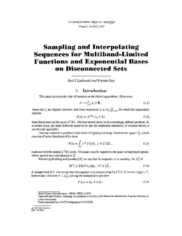 (PDF) The coefficient map for certain exponential sums | Thomas Seidman - Academia.edu
