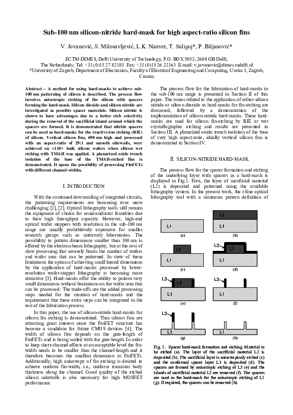 (PDF) Sub-100 nm silicon-nitride hard-mask for high aspect-ratio ...