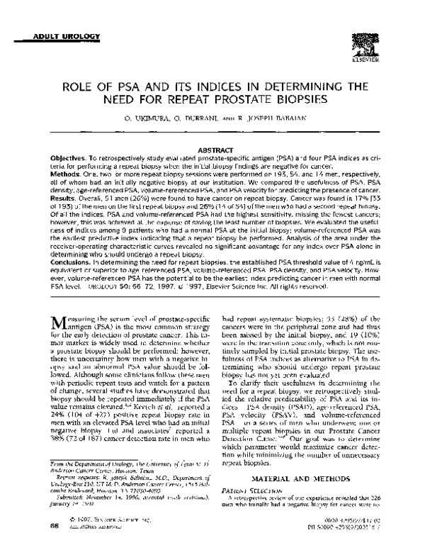 (PDF) Role of PSA and its indices in determining the need for repeat ...