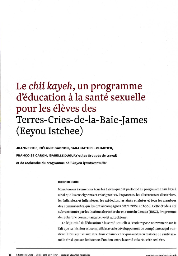 (PDF) Le chii kayeh, un programme d’éducation à la santé sexuelle pour ...