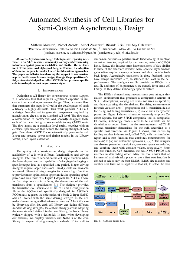(PDF) Automated Synthesis of Cell Libraries for Semi-Custom Asynchronous Design | Matheus ...