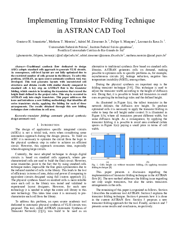 Pdf Implementing Transistor Folding Technique In Astran Cad Tool