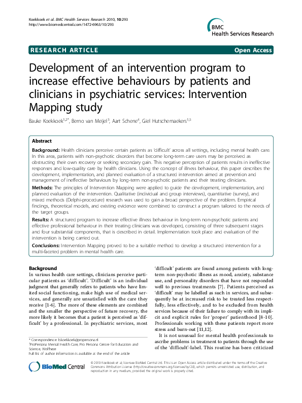 (PDF) Development of an intervention program to increase effective behaviours by patients and ...