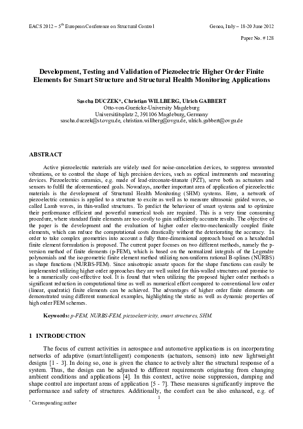 Pdf Development Testing And Validation Of Higher Order Coupled Field