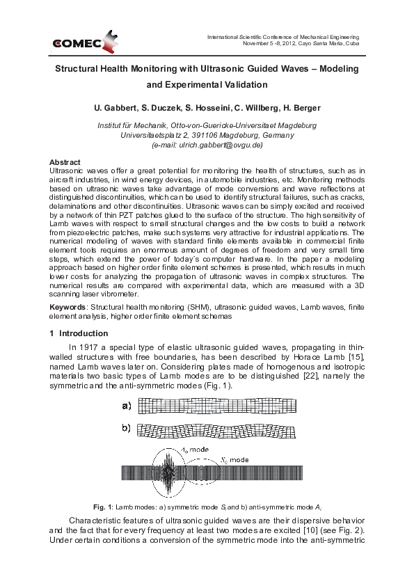 (PDF) Structural health monitoring with ultrasonic guides waves - modeling and experimental ...