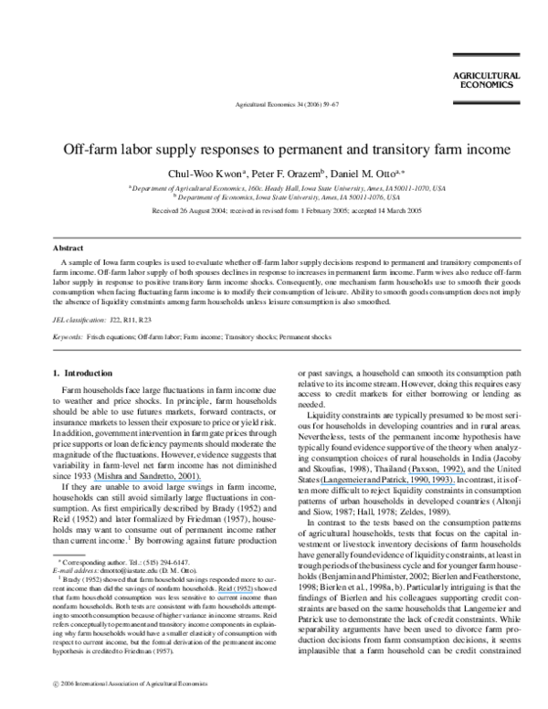 (PDF) Off-farm labor supply responses to permanent and transitory farm ...