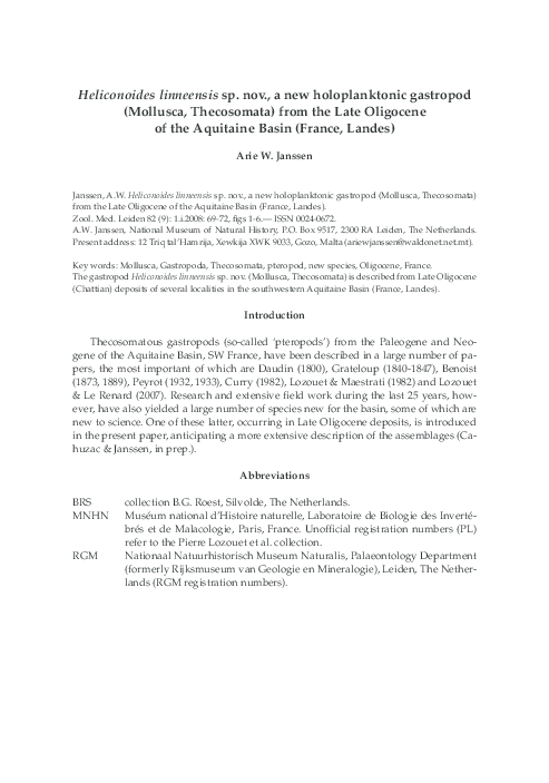(PDF) Heliconoides linneensis sp. nov., a new holoplanktonic gastropod ...