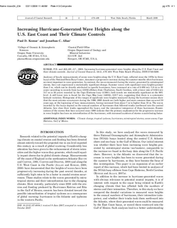(PDF) Increasing Hurricane-Generated Wave Heights along the U.S. East ...
