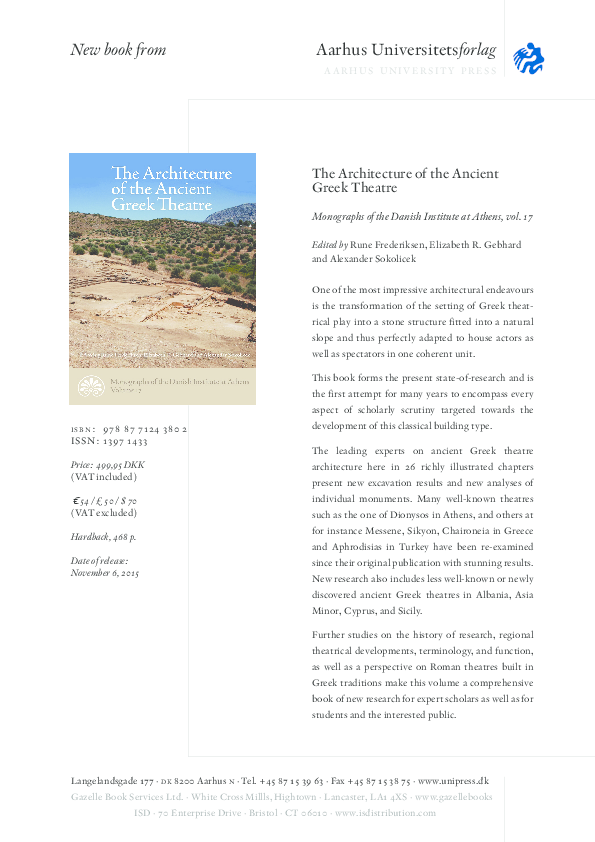 (PDF) 2015. The Architecture of the Ancient Greek Theatre Flyer
