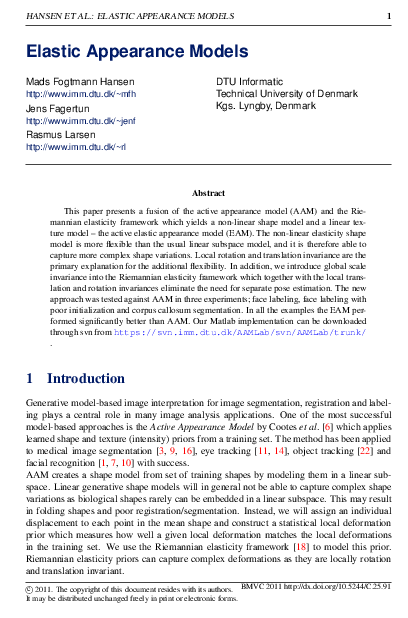(PDF) Active Elastic Appearance Models for Shapes