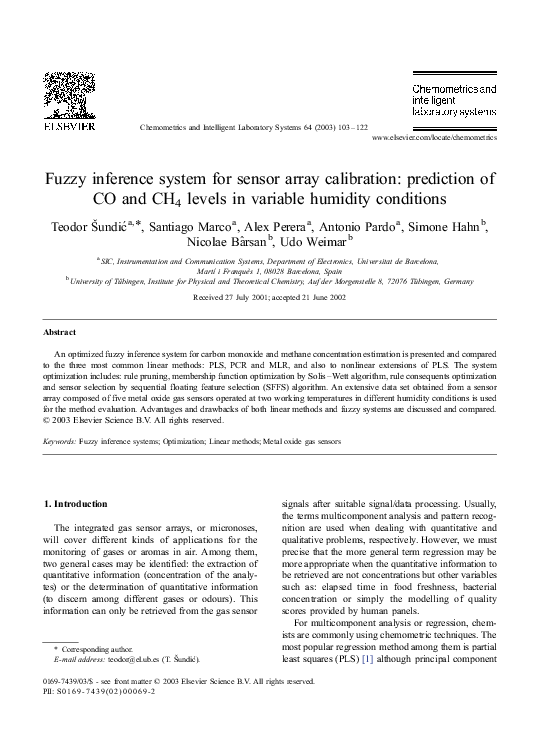 Pdf Fuzzy Inference System For Sensor Array Calibration Prediction