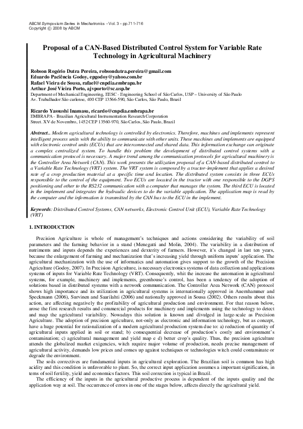 (PDF) Proposal of a CAN-Based Distributed Control System for Variable ...