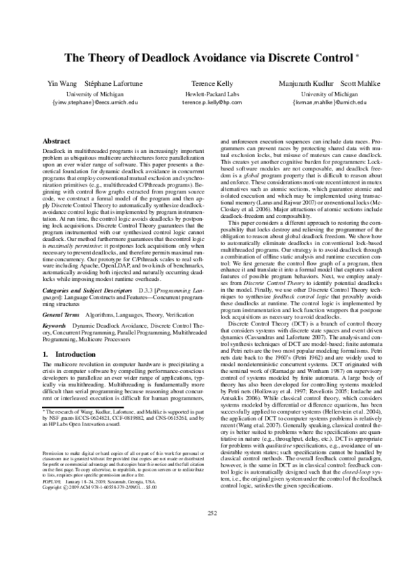 Pdf The Theory Of Deadlock Avoidance Via Discrete Control