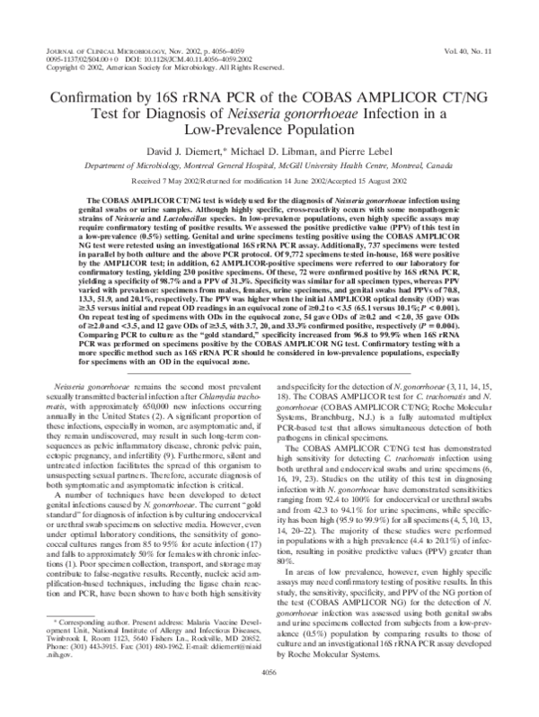 (PDF) 16S rRNA PCR Validates COBAS AMPLICOR Test
