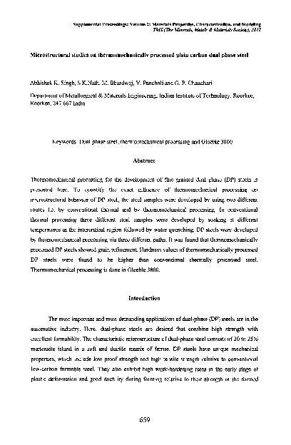 (PDF) Microstructural Studies on Thermomechanically Processed Plain Carbon Dual Phase Steel