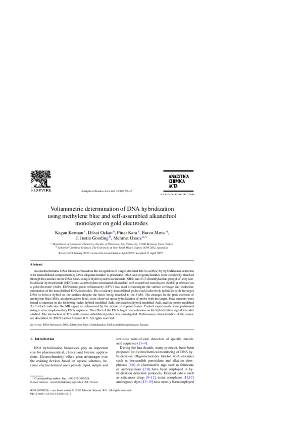 (PDF) Voltammetric determination of DNA hybridization using methylene ...