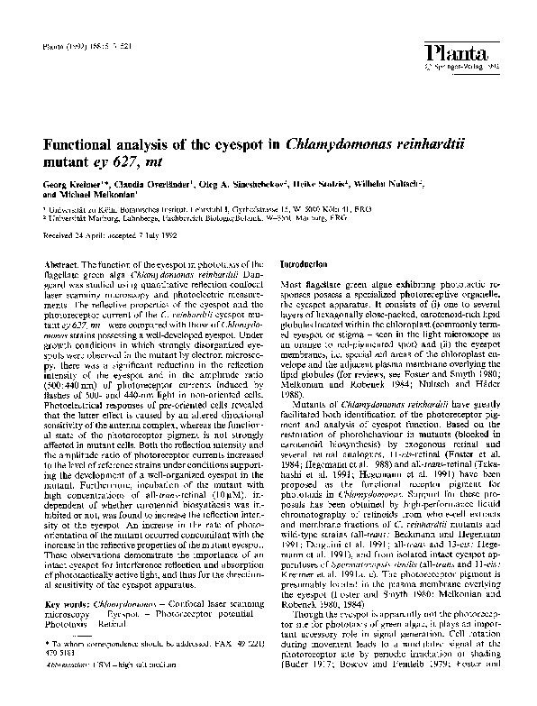(PDF) Characterization of the EYE2 Gene Required for Eyespot Assembly ...