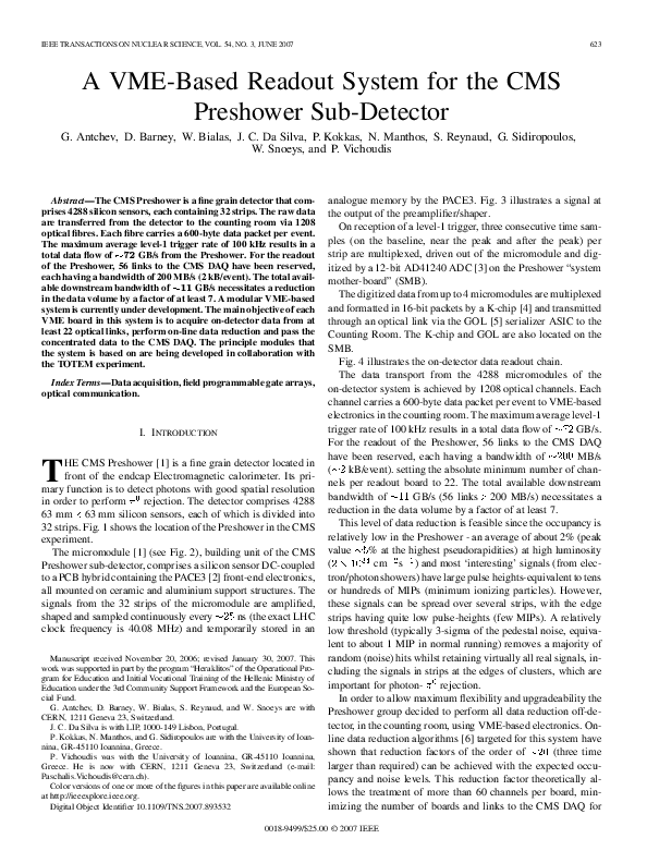 (PDF) A VME-Based Readout System for the CMS Preshower Sub-Detector
