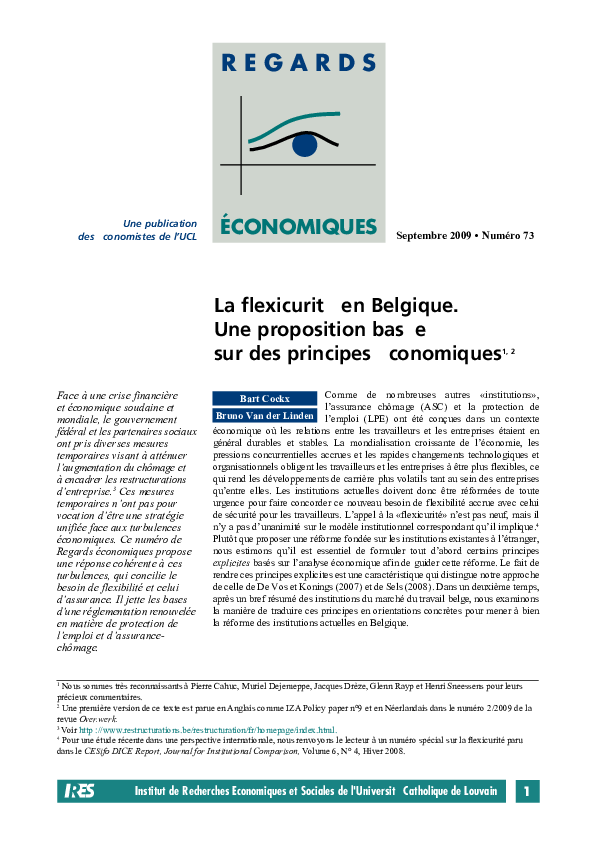 (PDF) La flexicurité en Belgique. Une proposition basée sur des ...