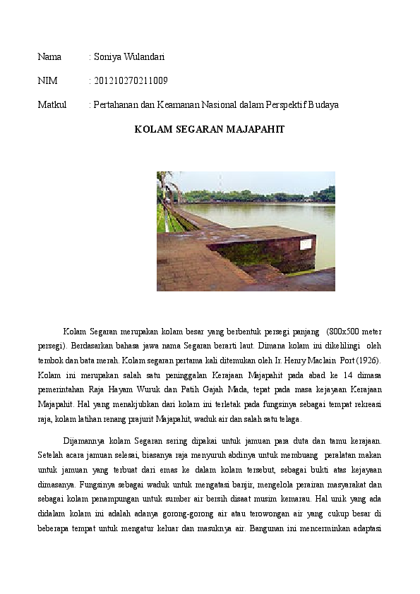 (DOC) KOLAM SEGARAN MAJAPAHIT (Pertahanan dan Keamanan Nasional dalam ...