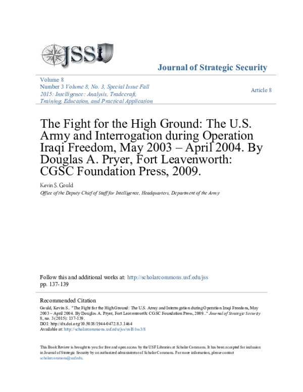 (PDF) Review of "The Fight For the High Ground: Interrogation The U.S ...