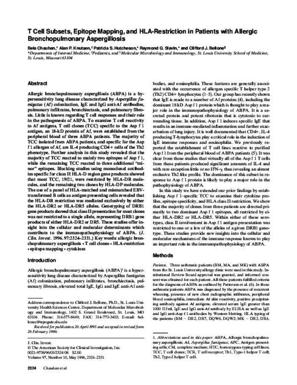 (PDF) T cell subsets, epitope mapping, and HLA-restriction in patients ...