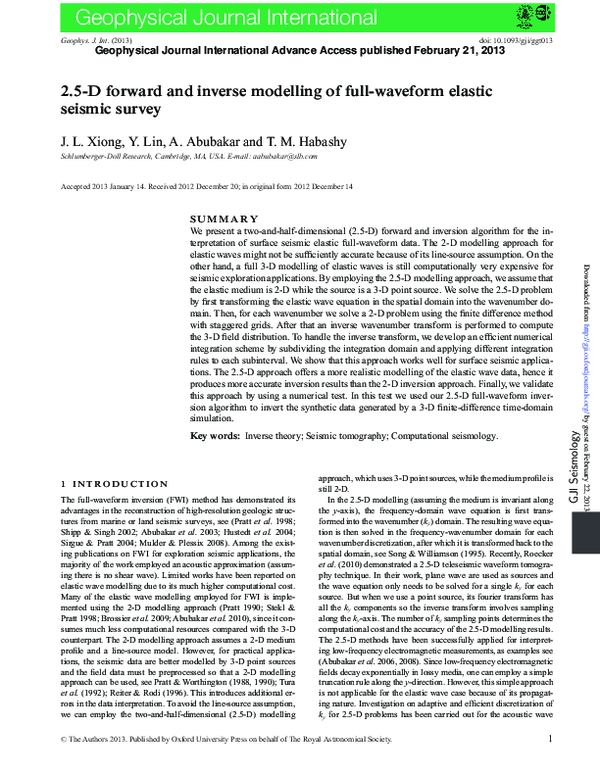 (PDF) 2.5-D forward and inverse modelling of full-waveform elastic ...