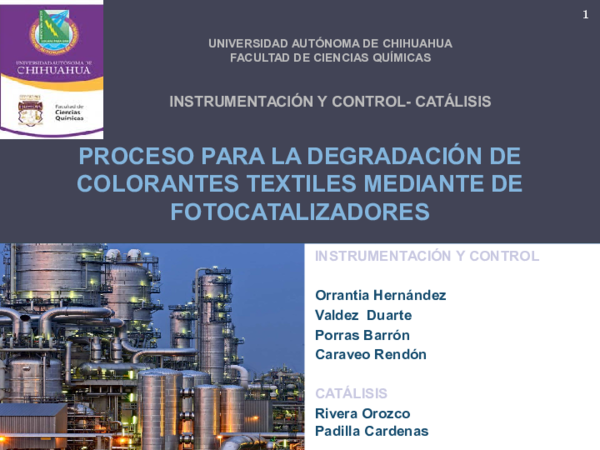 (PPT) PROCESO PARA LA DEGRADACIÓN DE COLORANTES TEXTILES MEDIANTE DE ...
