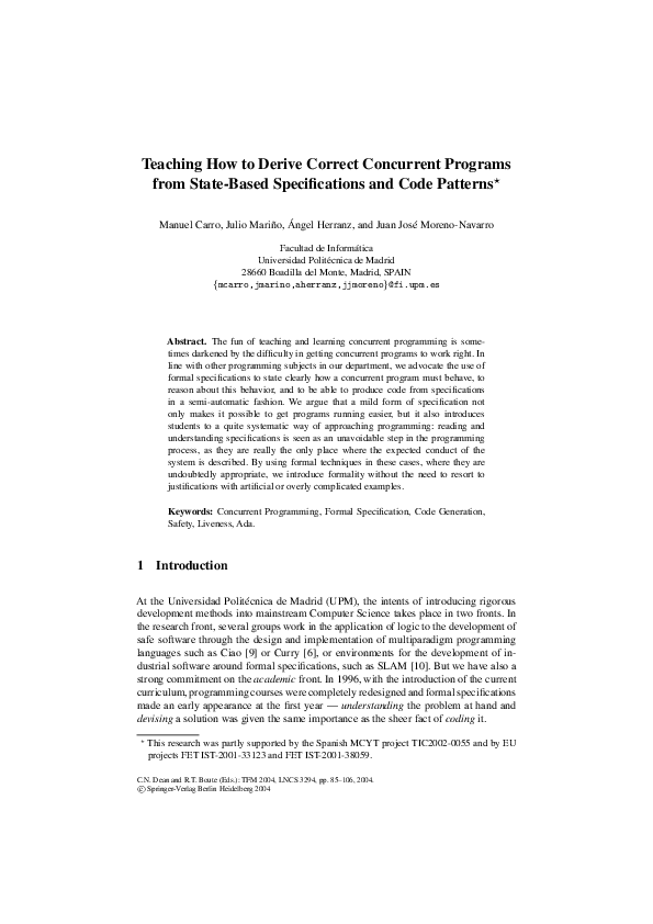(PDF) Deriving Correct Concurrent Programs from Specs