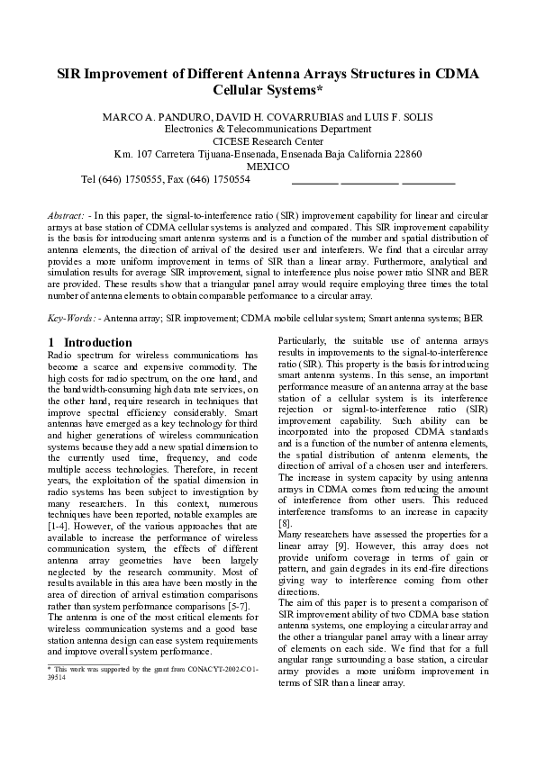 (PDF) SIR Improvement of Different Antenna Arrays Structures in CDMA ...