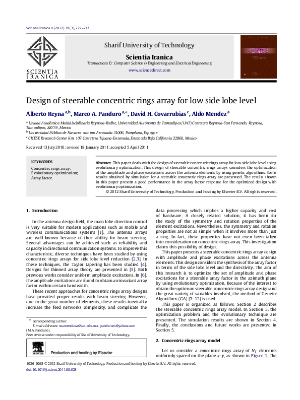 (PDF) Design of steerable concentric rings array for low side lobe level