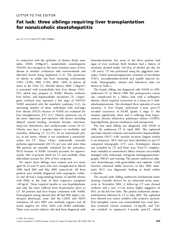 (PDF) Fat luck: three siblings requiring liver transplantation for ...